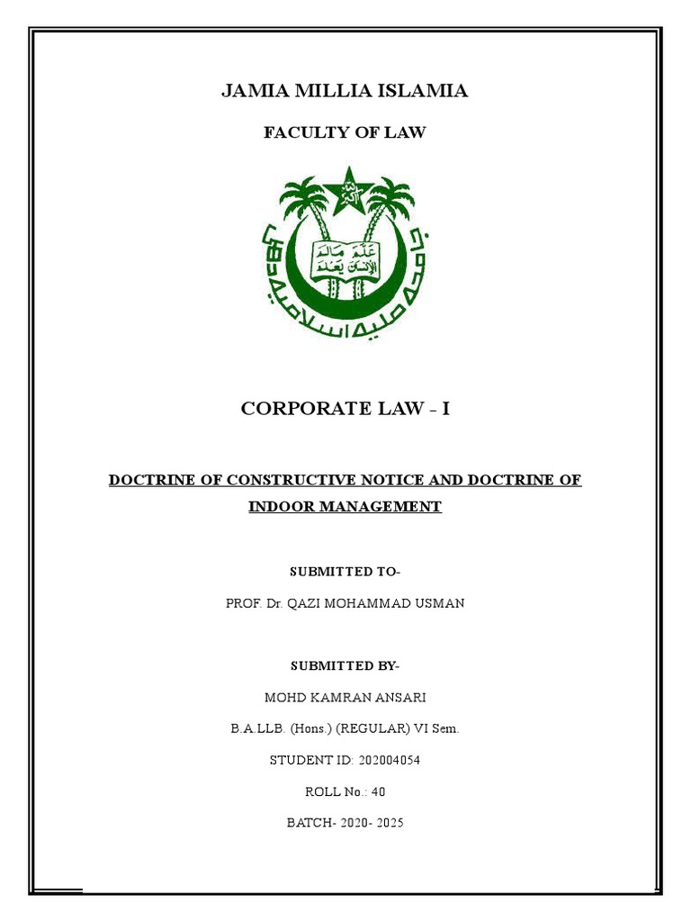 Corporate Law Assignment | PDF | Articles Of Association | Legal Liability