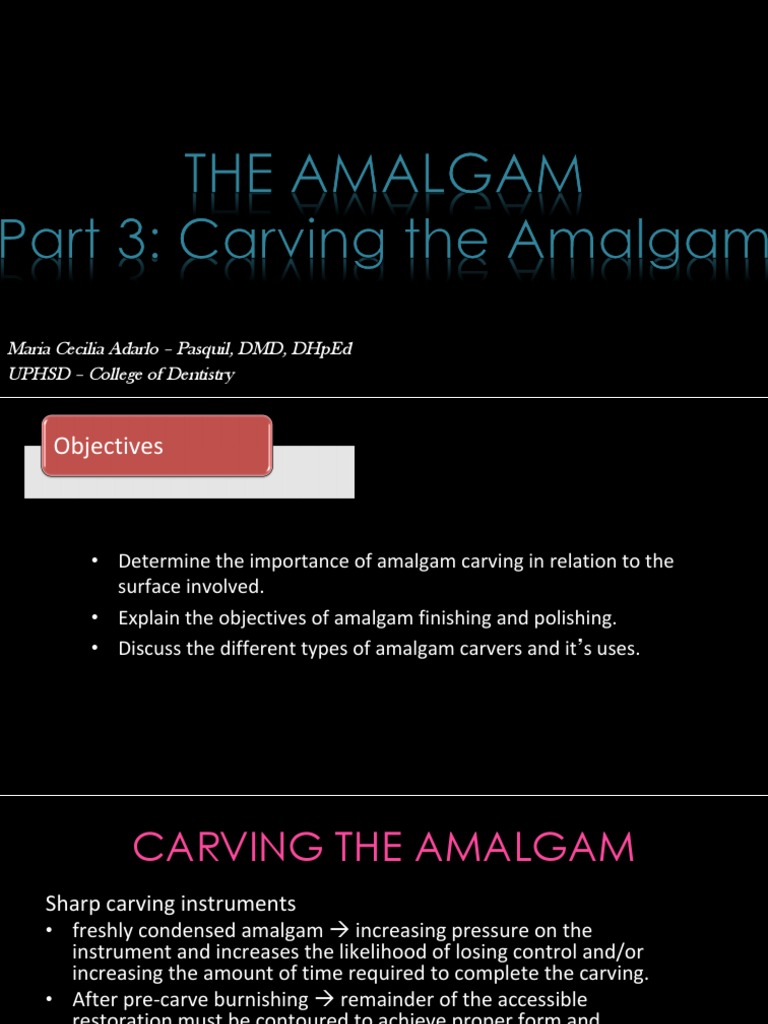 Amalgam Carving and Burnishing Techniques | PDF | Dentistry | Tooth