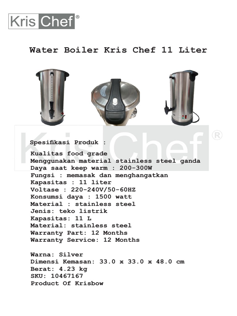 Kris Chef Water Boiler 11L | PDF