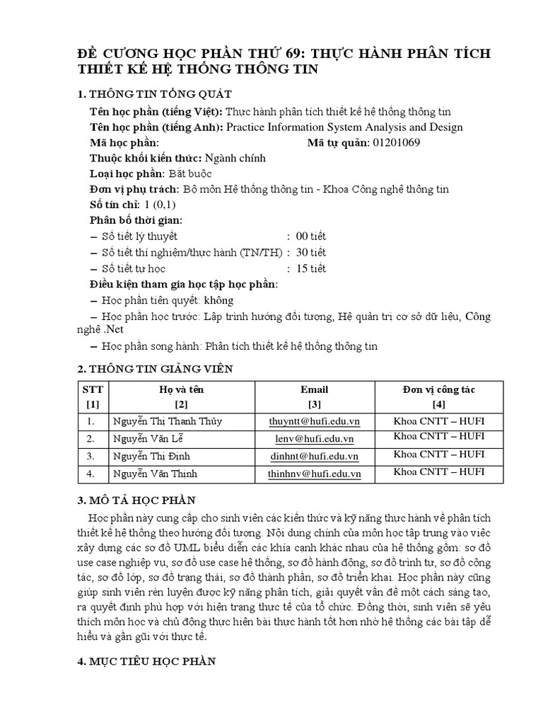 Thuc Hanh Phan Tich Thiet Ke He Thong Thong Tin | PDF