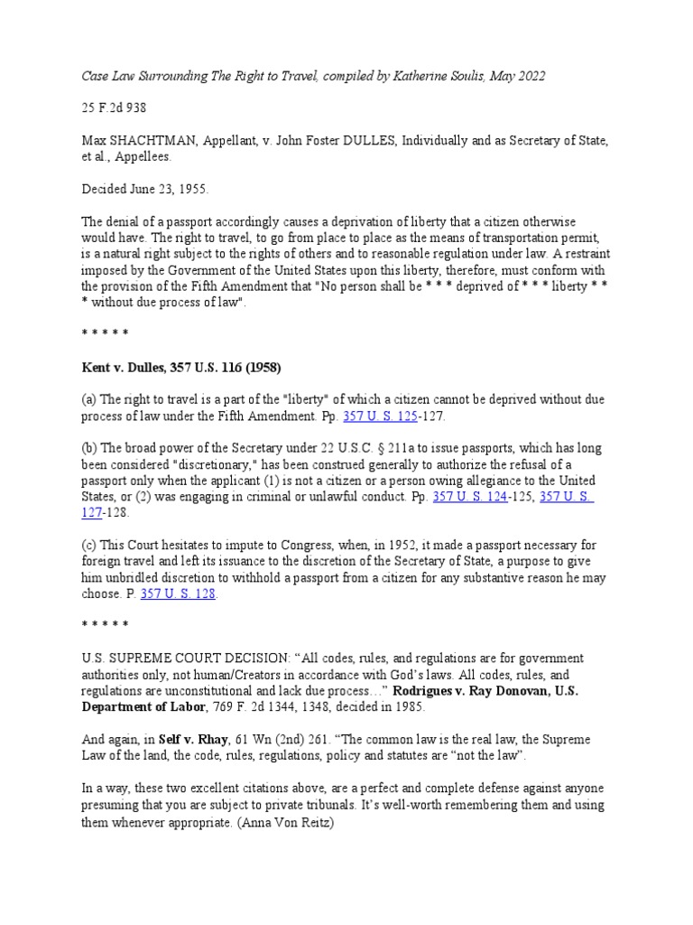 Right To Travel Cases | PDF | Social Science | Law