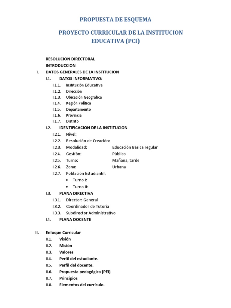 Propuesta de Esquema Del Pci | PDF