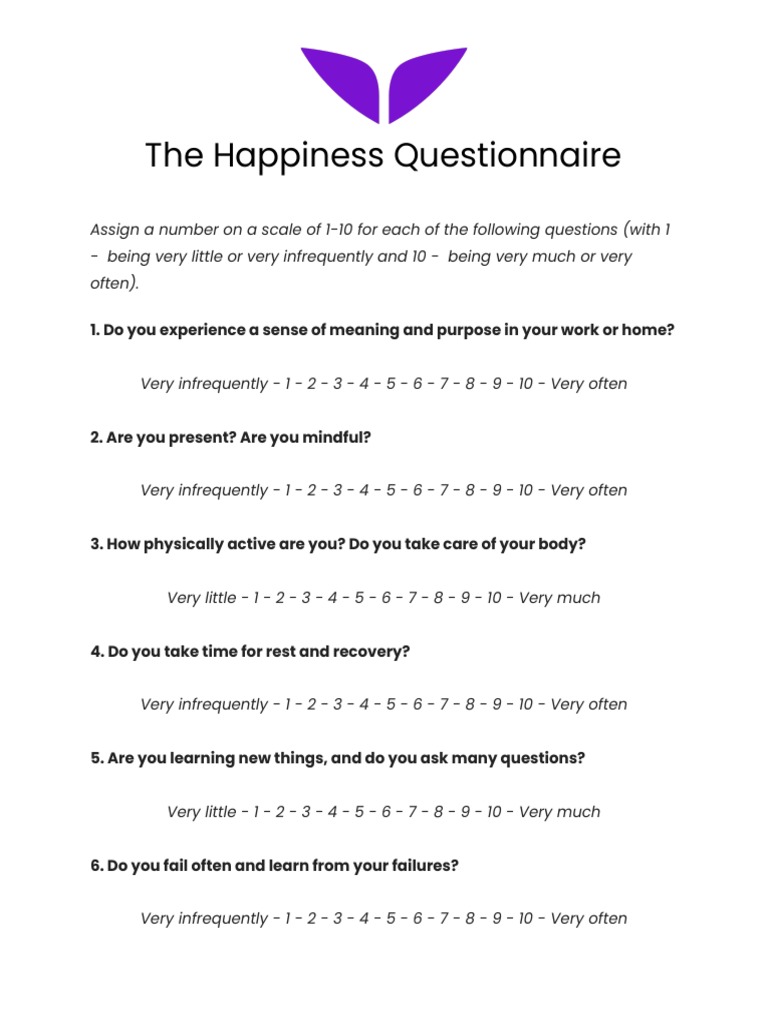 The Happiness Questionnaire | PDF