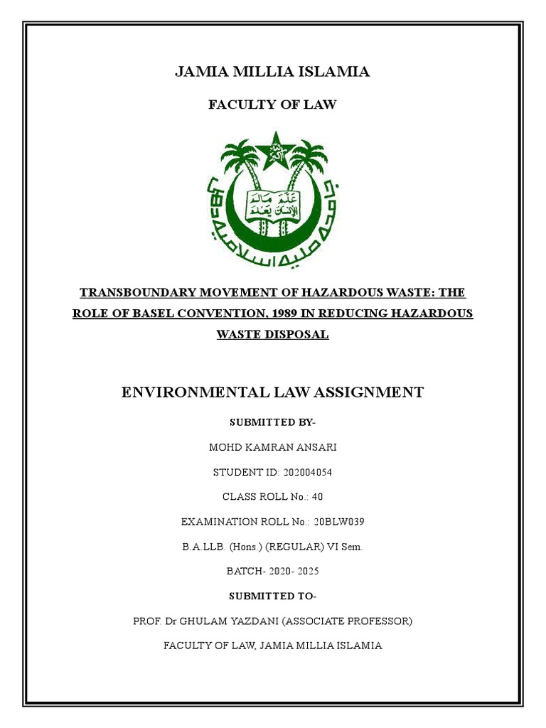 Environment Law Assignment | PDF | Waste | Hazardous Waste