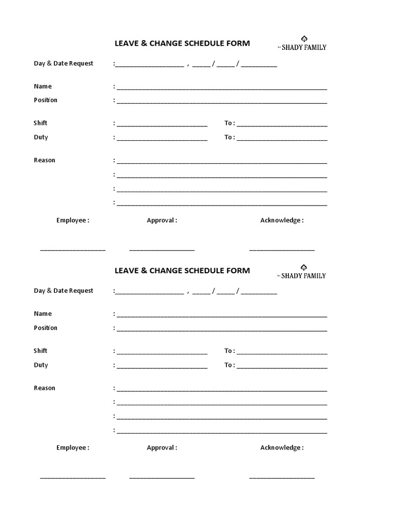 Leave & Change Schedule Form | PDF
