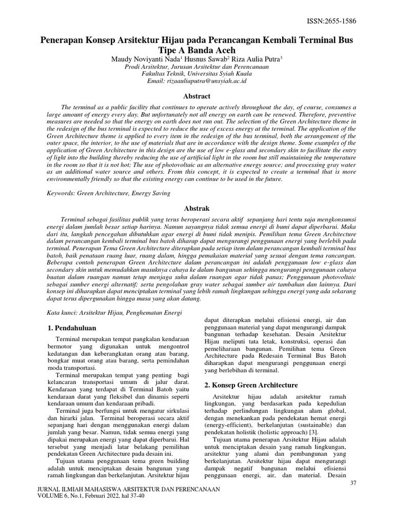 Penerapan Konsep Arsitektur Hijau Pada Perancangan Kembali TTA Aceh-2022 | PDF