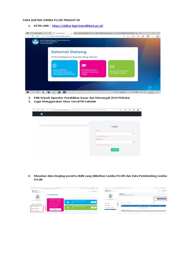 Cara Daftar Lomba FLS2N Tingkat SD | PDF