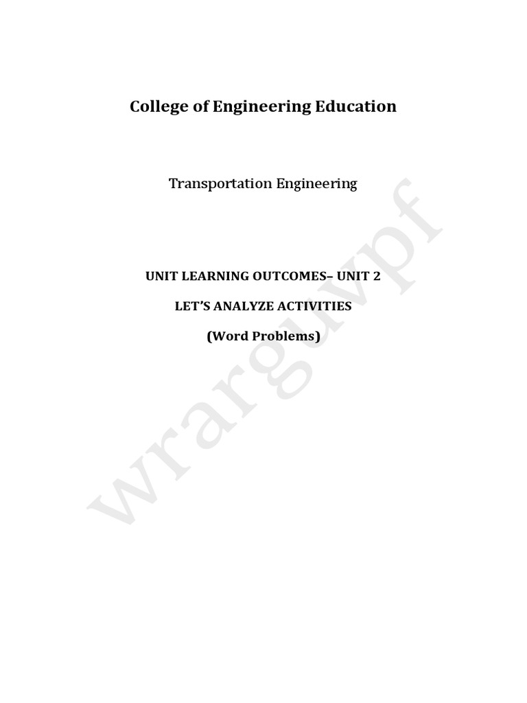 Transportation Engineering Problems With Solution Activities | PDF | Road | Transport Infrastructure