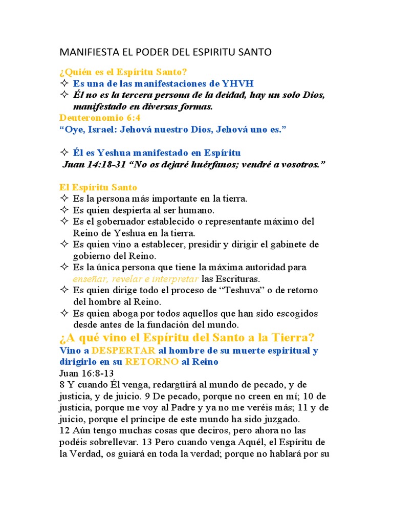 Manifiesta El Poder Del Espiritu Santo | PDF | espíritu Santo | Cristo ...