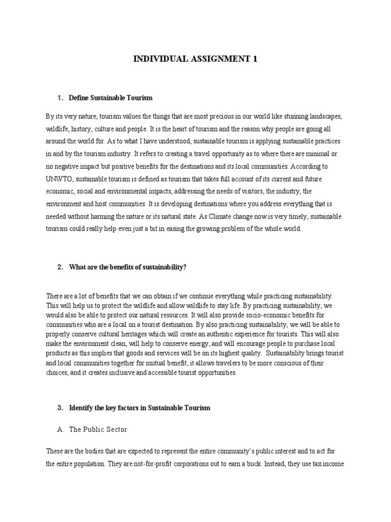 Sustainable Tourism Individual Assignment 1 | PDF
