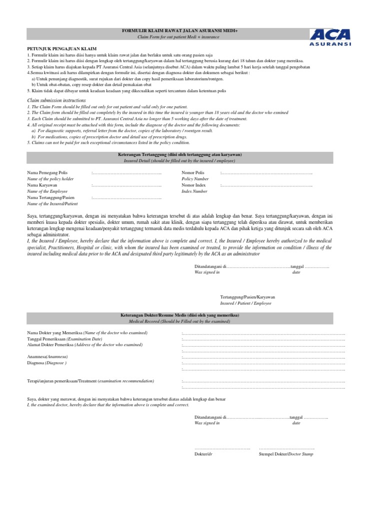 Out-Patient Claim Form | PDF