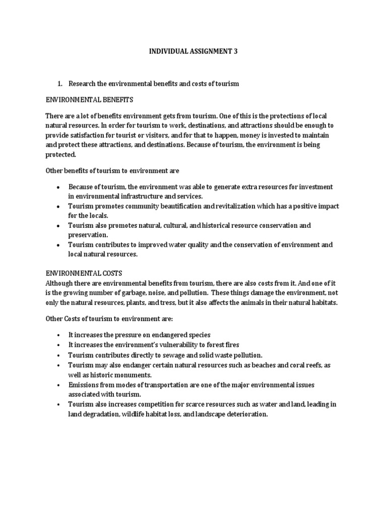 Environmental Impact of Tourism: Benefits & Costs | PDF | Tourism ...