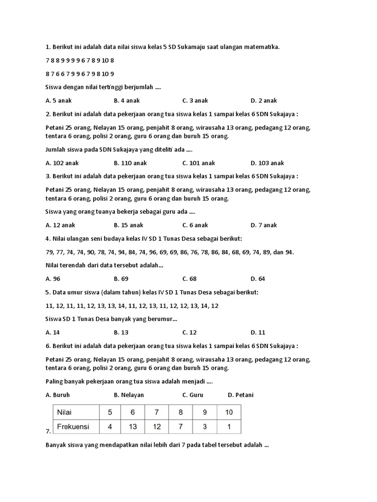 Pengolahan Data - Matematika SD Kelas 5 | PDF