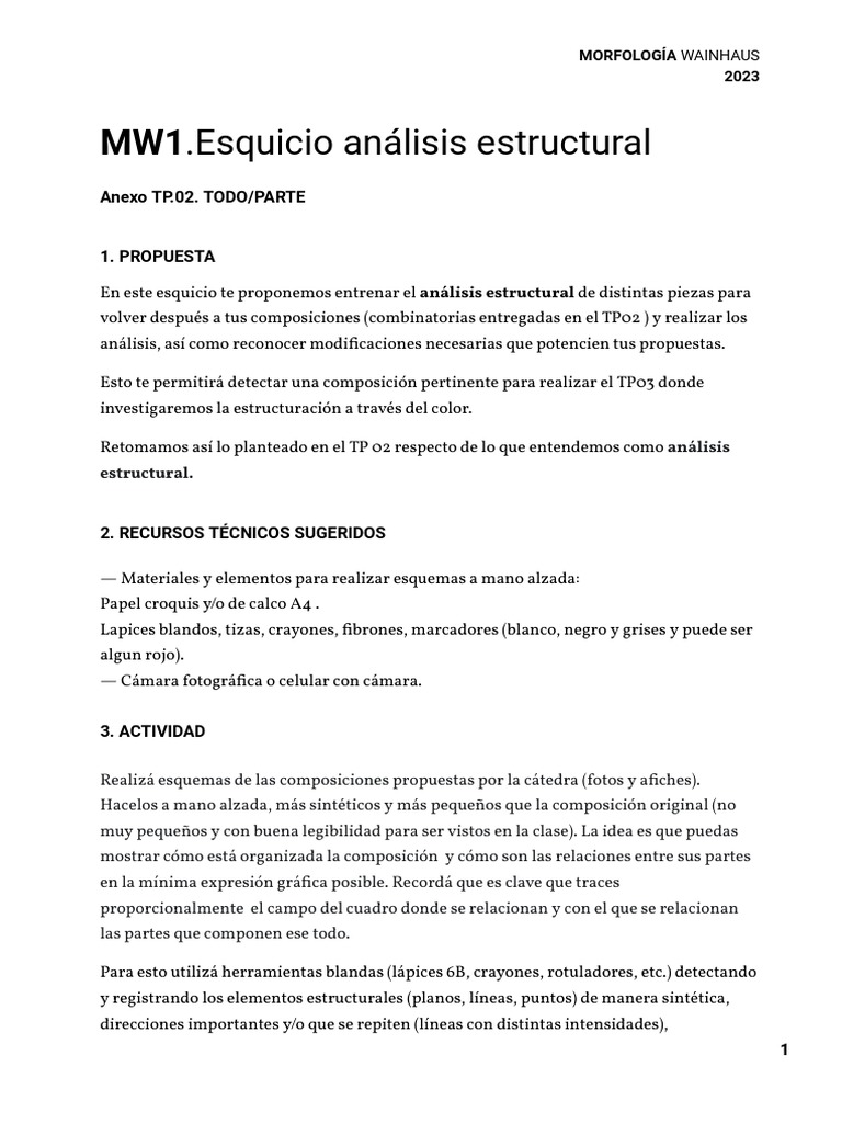 MW1_Guía TP.02_Todo_Parte Esquicio análisis estructural 2023.docx | PDF
