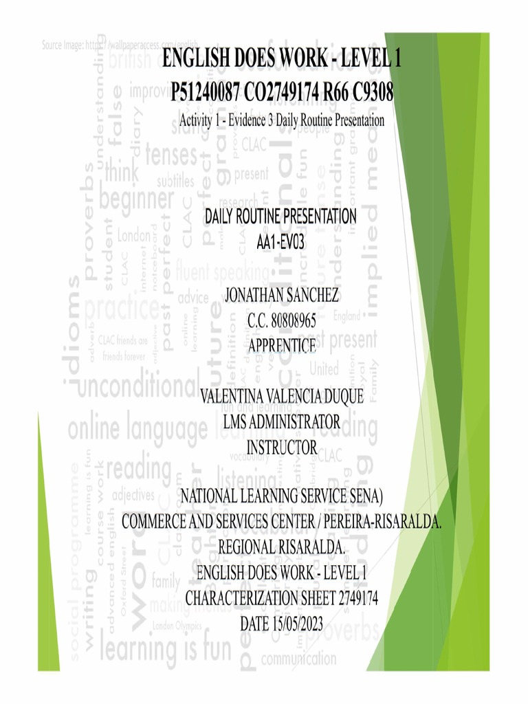 Presentación Rutina Diaria. AA1-EV03 | PDF
