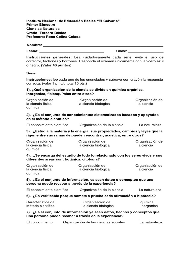 Examen Ineb Oficio | PDF | Science | Interdisciplinariedad