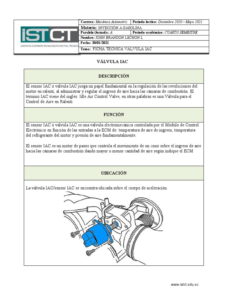 Ficha Técnica Válvula Iac | PDF | Informática