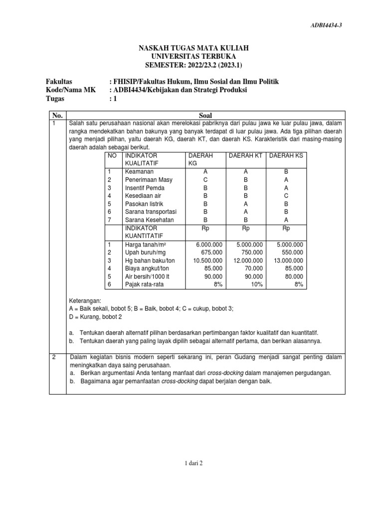 Soal Adbi4434 tmk1 3 | PDF