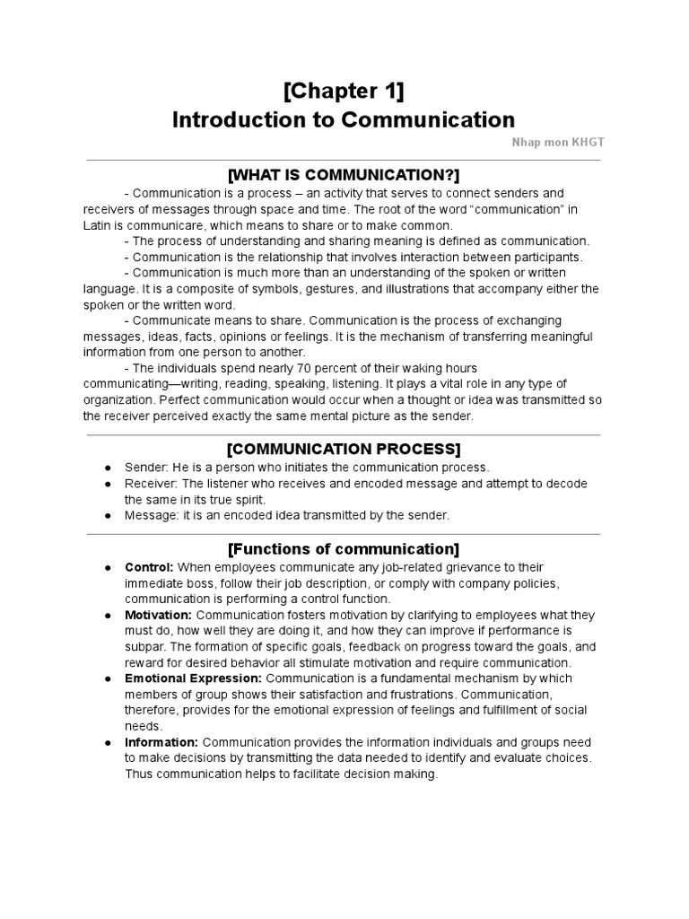 An Introduction to Communication: Exploring the Concept, Process ...