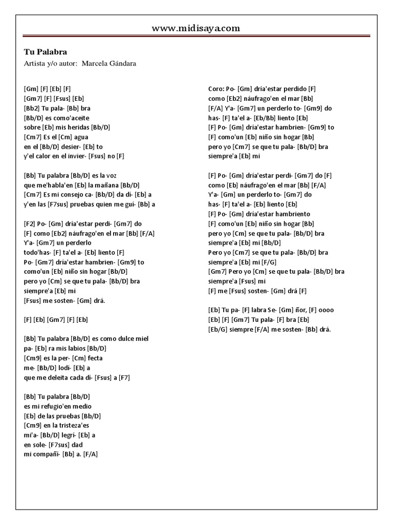 Tu Palabra Marcela Gandara | PDF