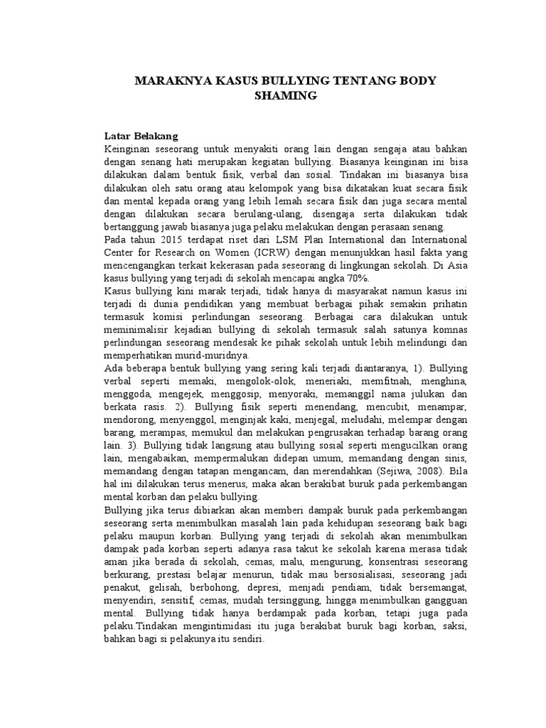 Maraknya Kasus Bullying Body Shaming | PDF
