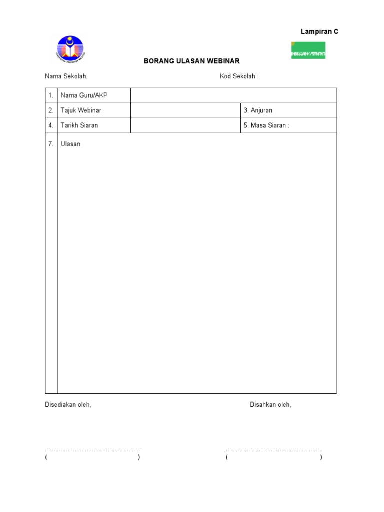 BORANG ULASAN WEBINAR | PDF