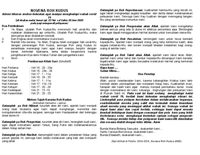 Novena Roh Kudus 2023 | PDF