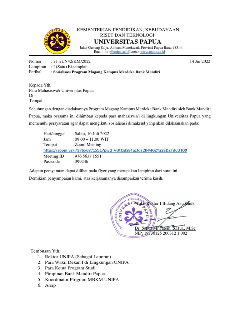 Sosialisasi Magang Kampus Merdeka UNIPA | PDF
