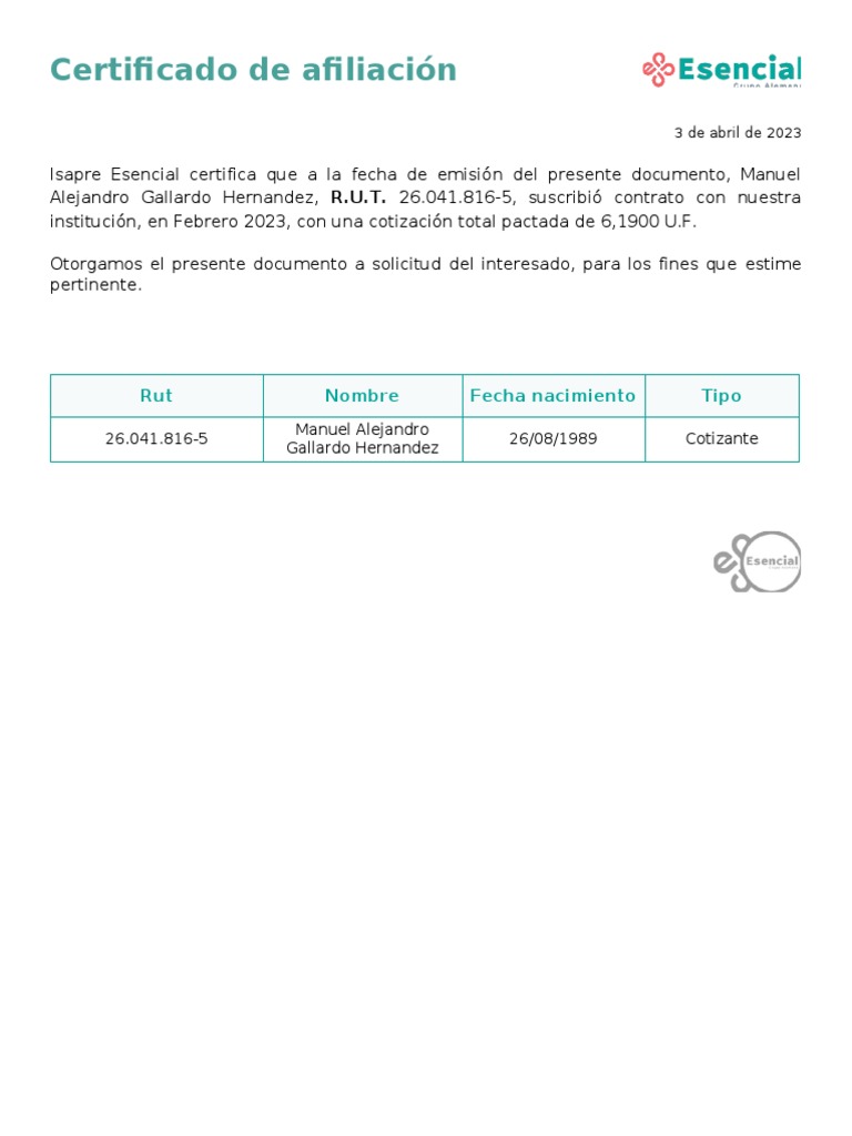 Certificado Afiliación | PDF