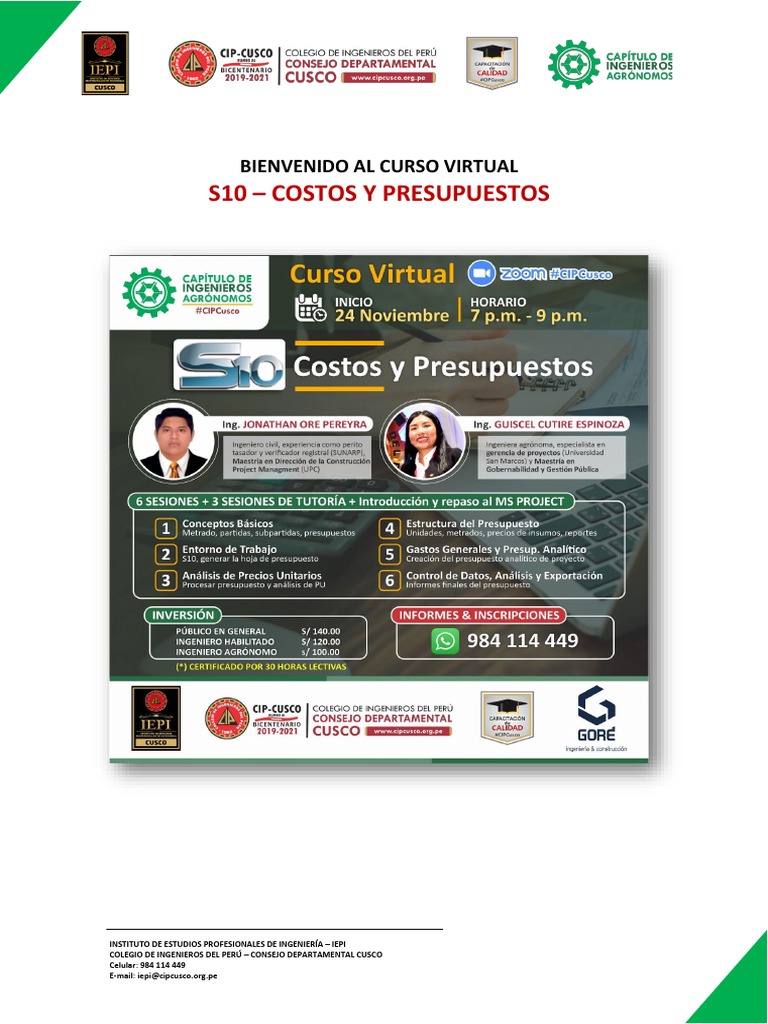 Temario - Curso Virtual S10 | PDF | Presupuesto | Sector privado