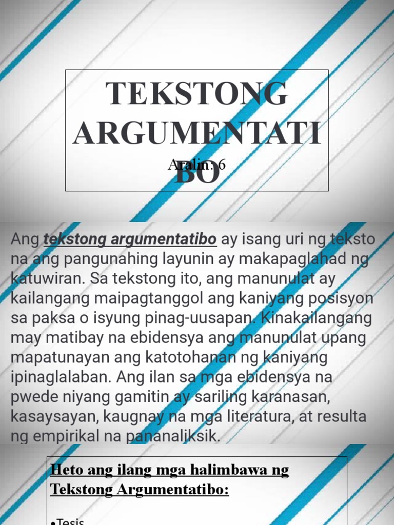 Tekstong Argumentatibo | PDF