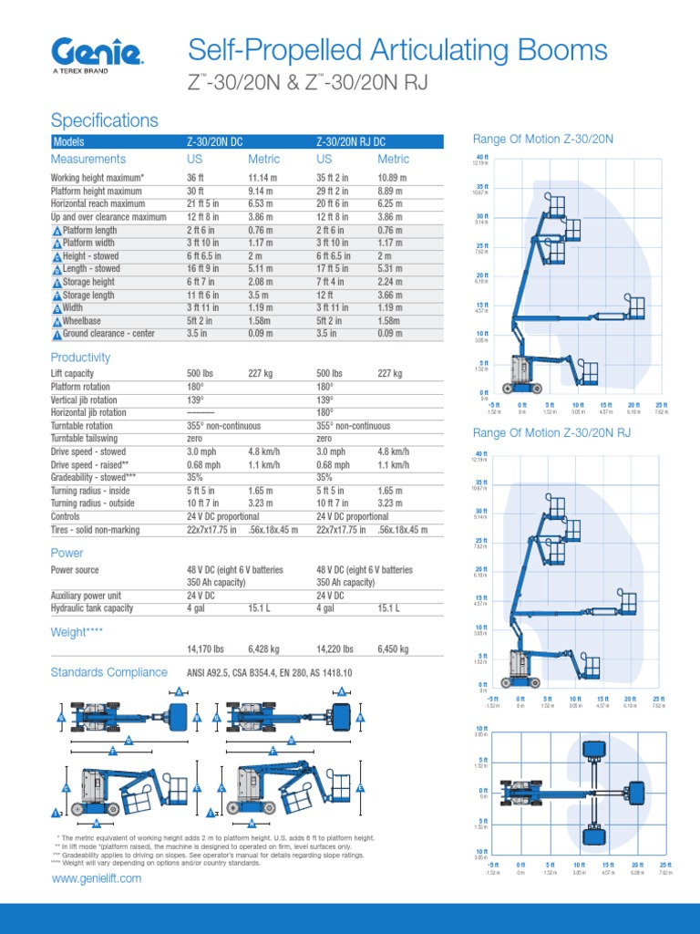 Self-Propelled Articulating Booms: Z - 30/20N & Z - 30/20N RJ | PDF