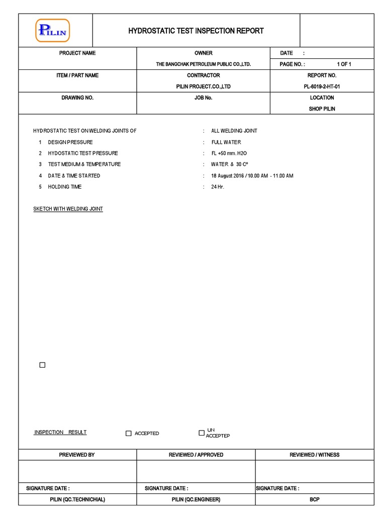 Hydrostatic Test 3D-3711 | PDF | Continuum Mechanics | Building Engineering