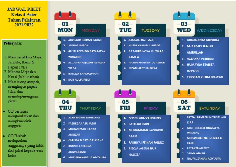Template Jadwal Piket | PDF