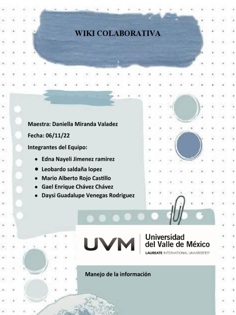 Wiki Colaborativa: Maestra: Daniella Miranda Valadez Fecha: 06/11/22 ...