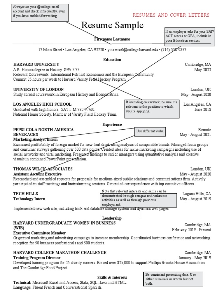 Template Harvard CV Dan CL | PDF
