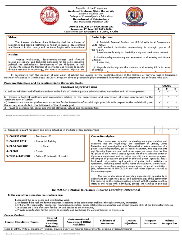 Practicum 101 Syllabus | PDF | Computers