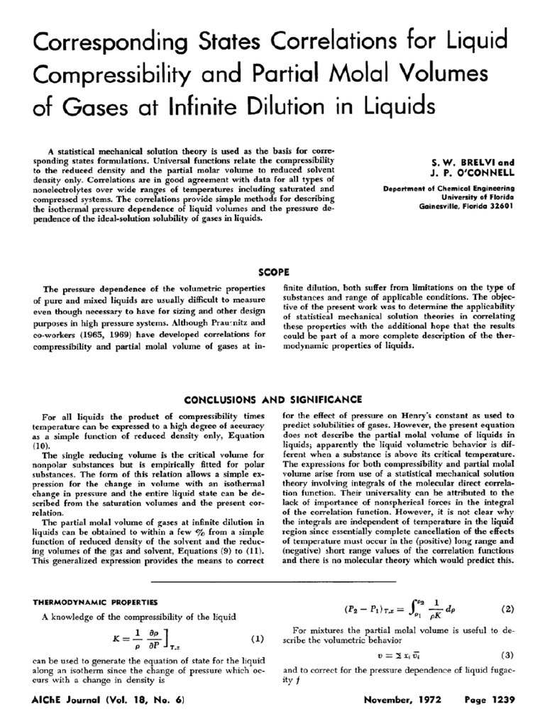 Correspondling States Correlations For Liquid Compressibility and ...