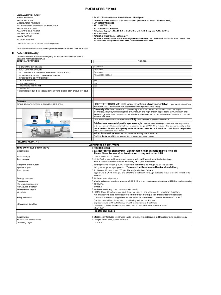 ESWL Lithotripter 3000 Overview | PDF | Anesthesia | Ultrasound
