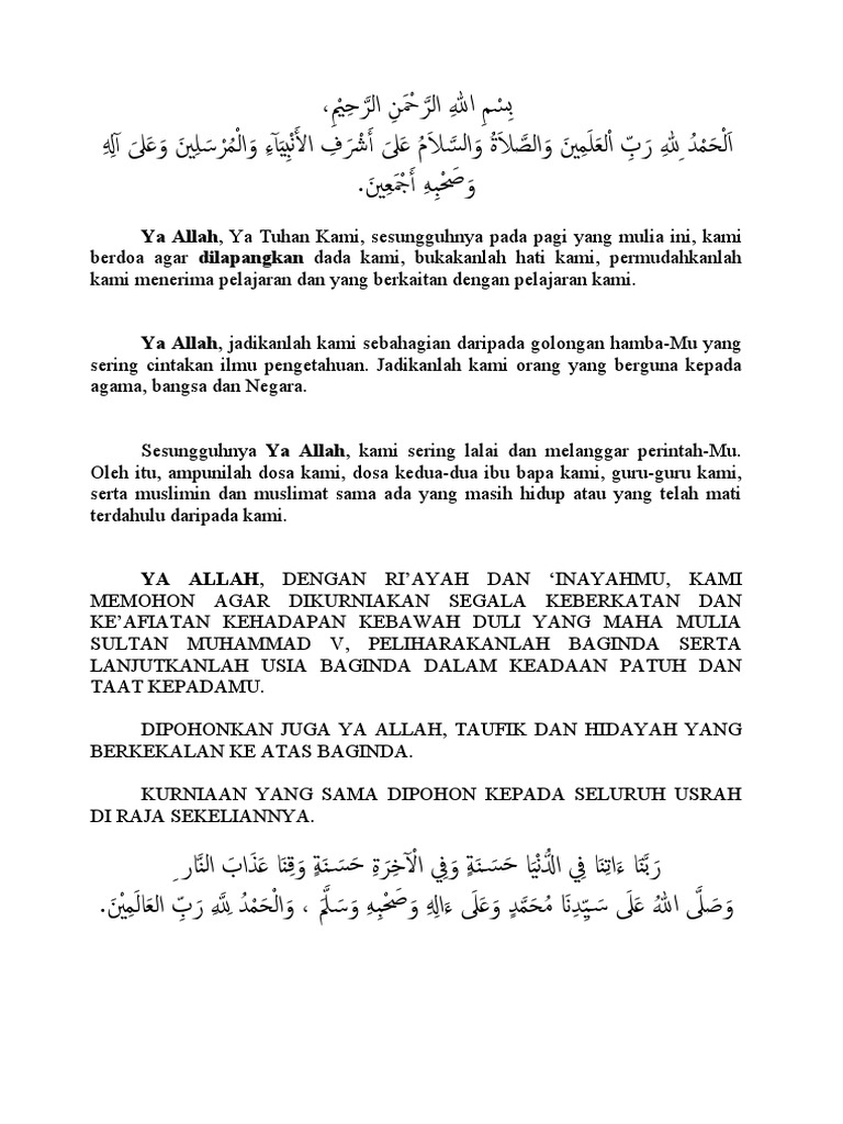 DOA PERHIMPUNAN MINGGUAN | PDF