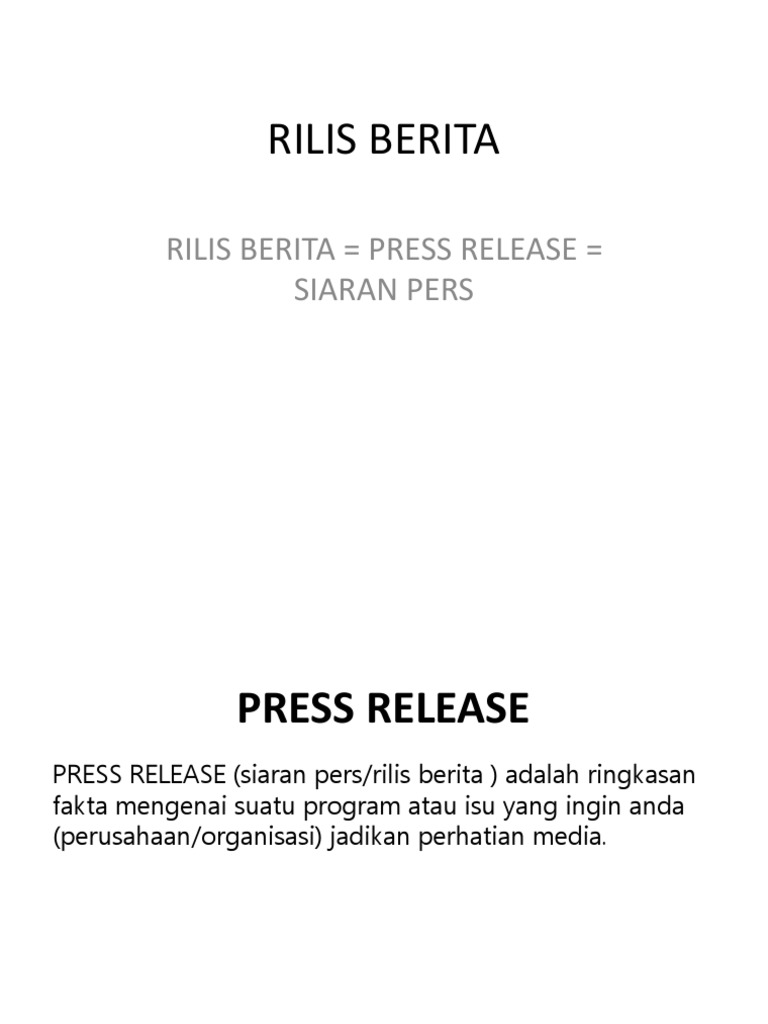 Rilis Berita | PDF | Karier & Perkembangan