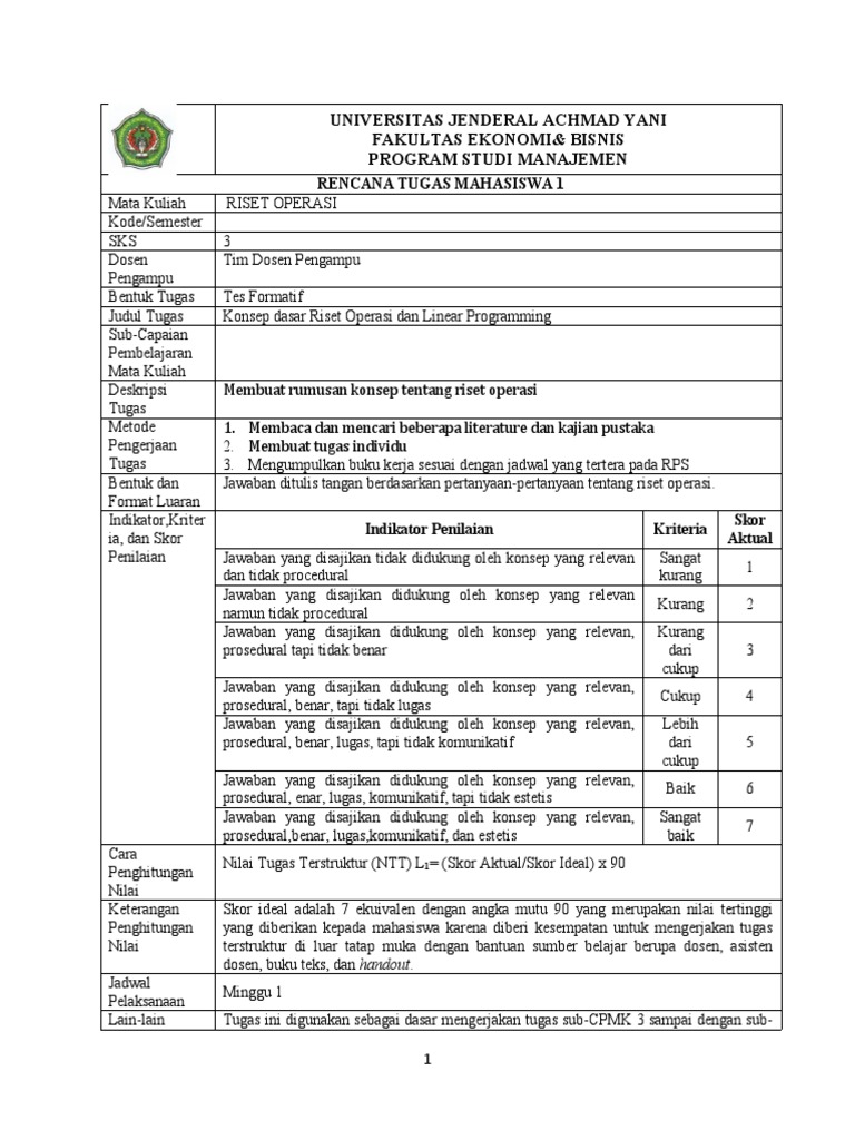 Tugas Riset Operasi: Linear Programming | PDF