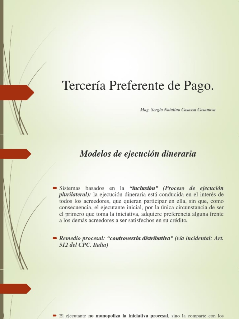 Tercerìa Preferente de Pago | PDF