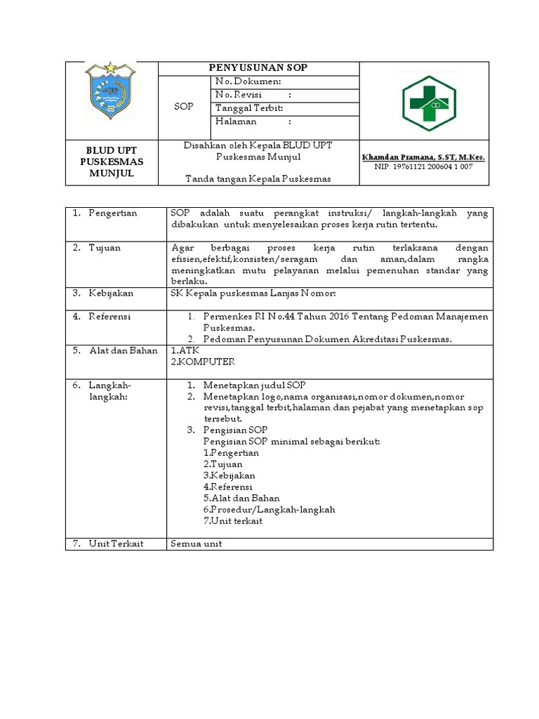Sop Penyusunan Sop | PDF
