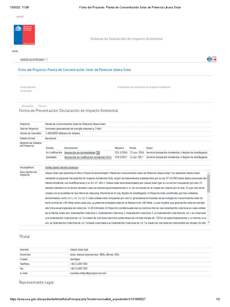 Proyecto Likana Solar: Energía Renovable | PDF | Derecho | Tecnología