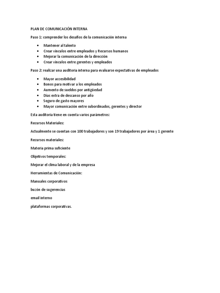 Plan de Comunicación Interna | PDF | Marketing | Business