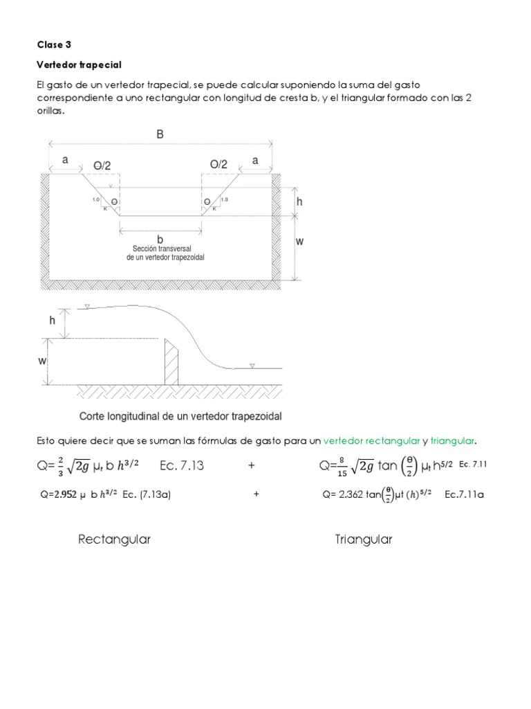 Cálculo de Caudal en Vertedores Trapezoidales y Cipolletti | PDF