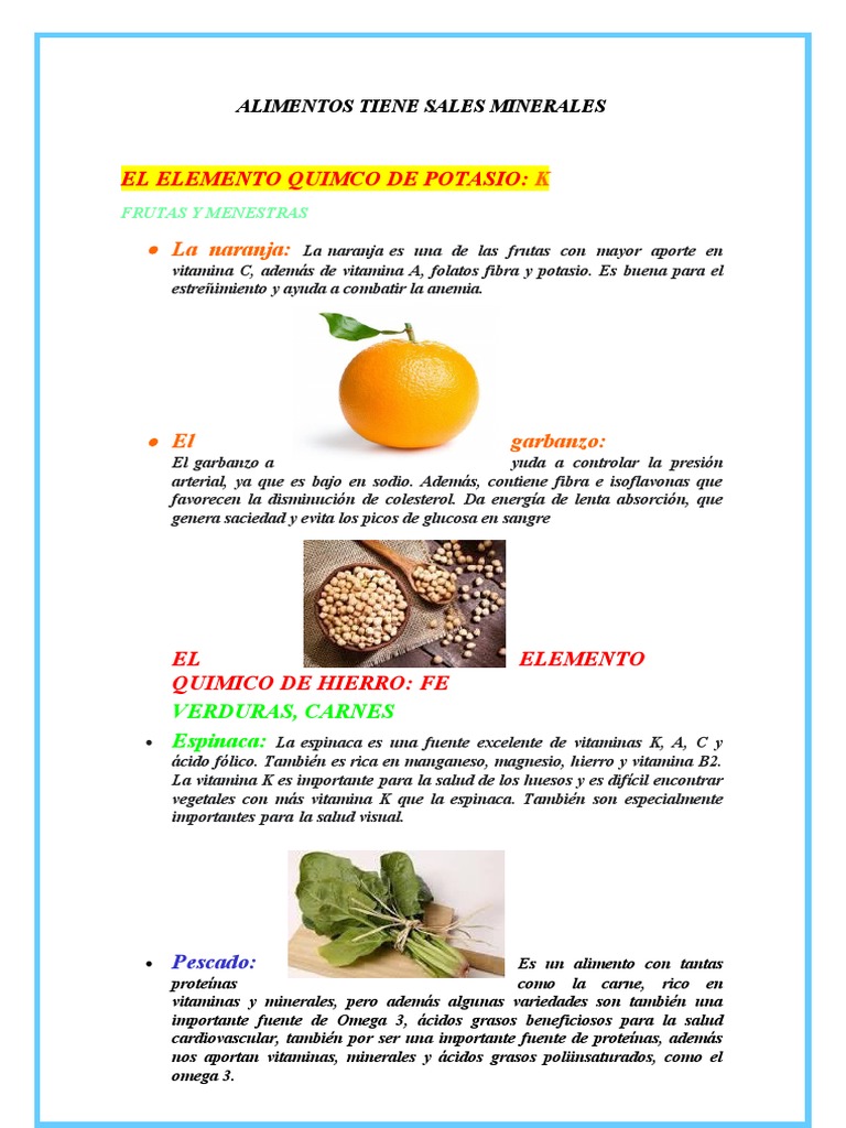 Alimentos Que Contiene Sales Minerales | PDF | Salud y bienestar