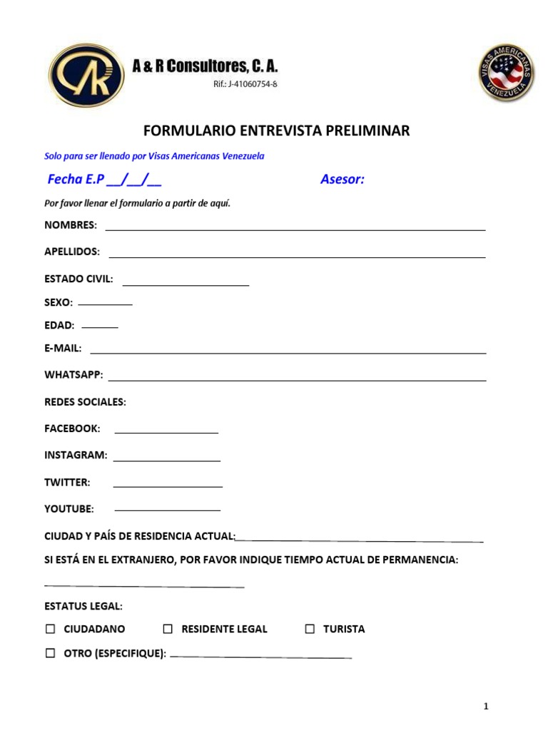 Pre-Formulario Entrevista Preliminar | PDF