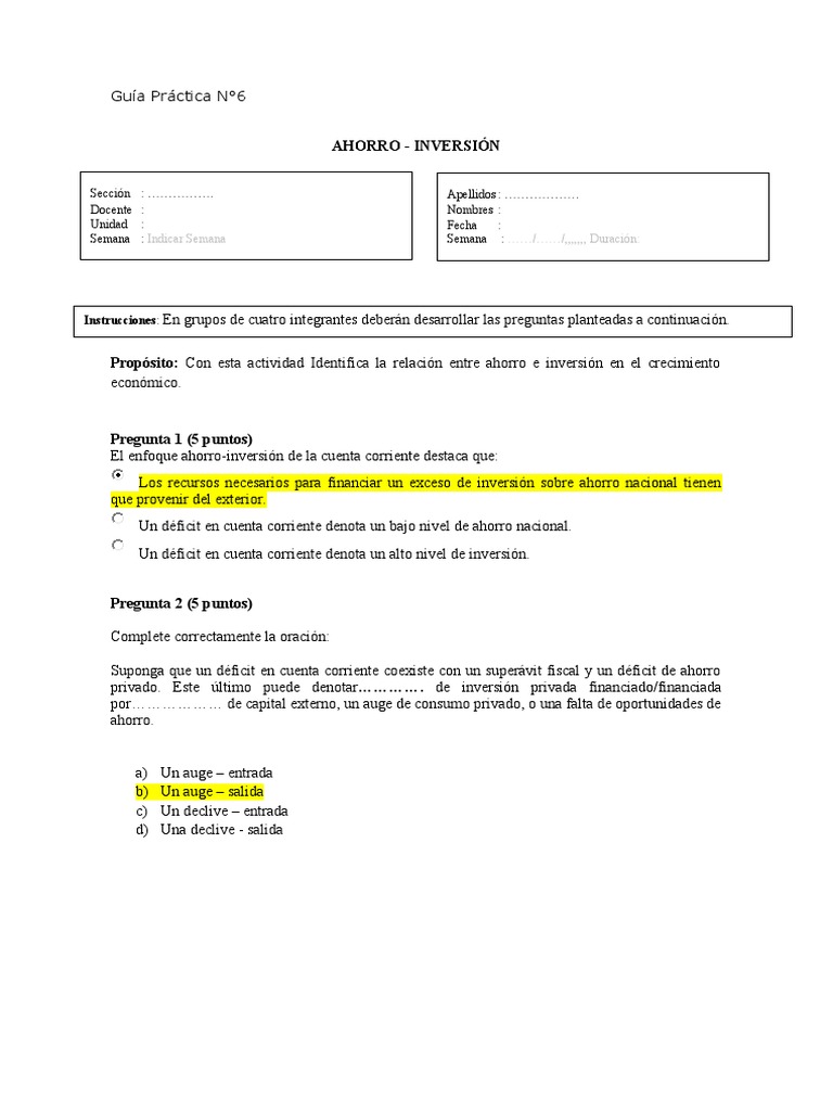 Semana 09 Guía Práctica N°6 | PDF | Ahorro | Tipo de cambio